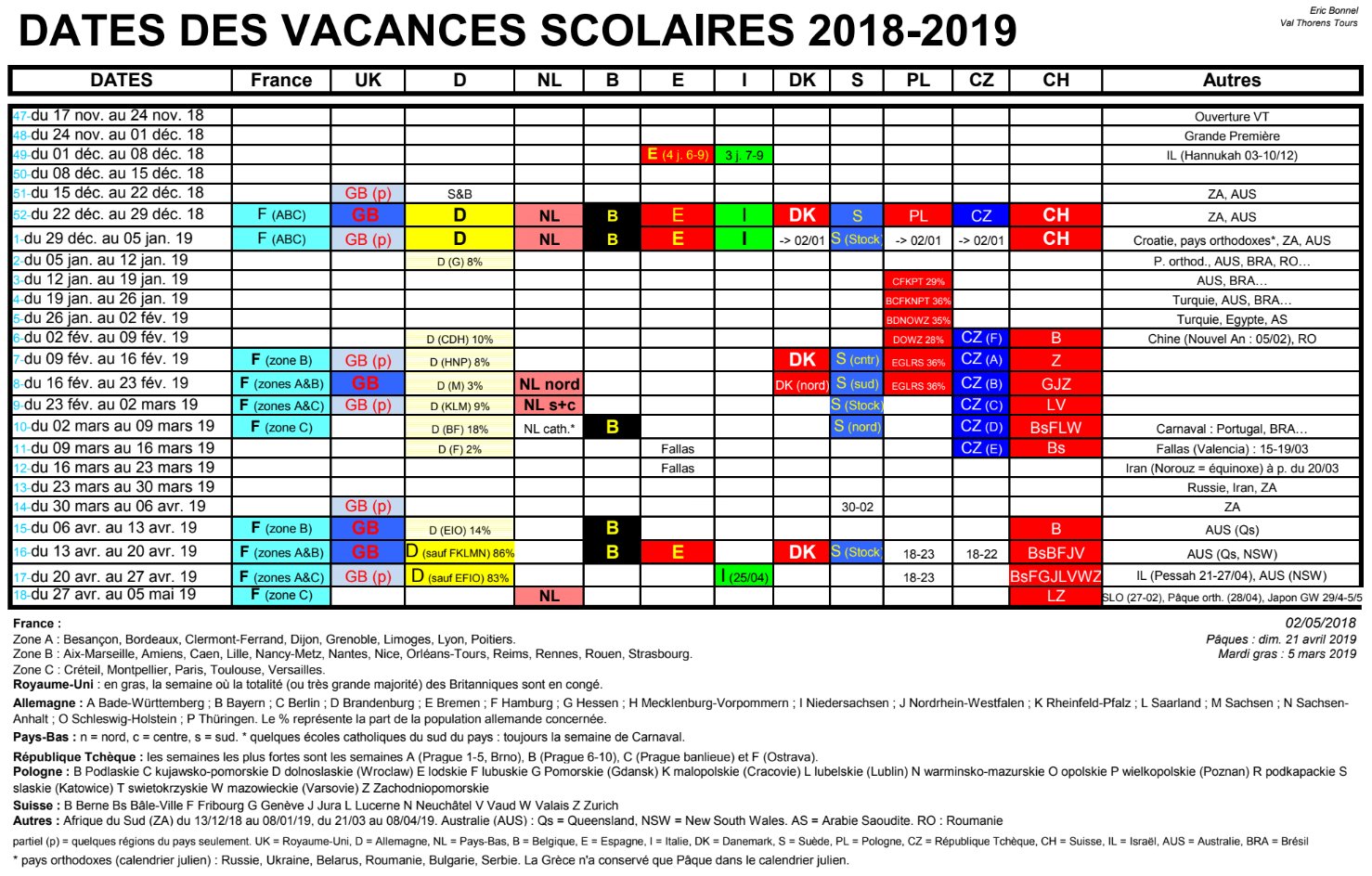 School vacations in Europe 2018-2019 - Escape from Berlin